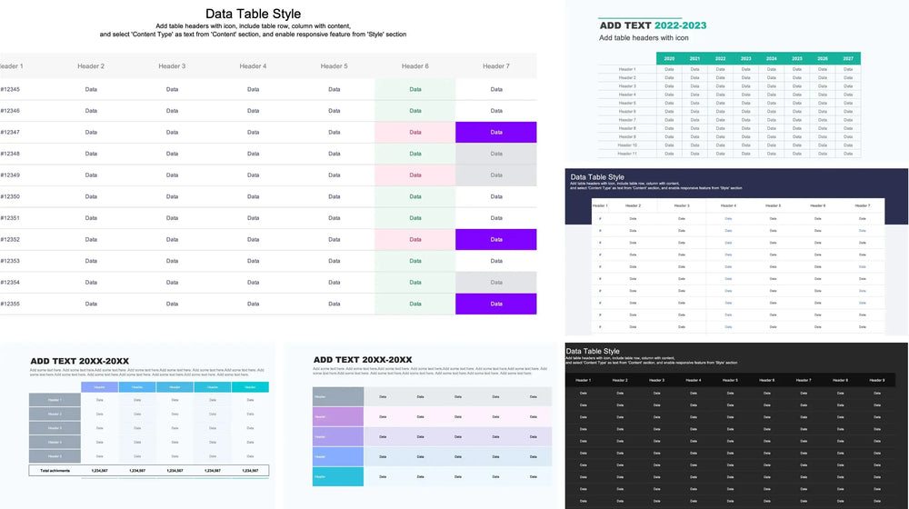 Data Table Excel Templates – Editable 11 in 1 Pack